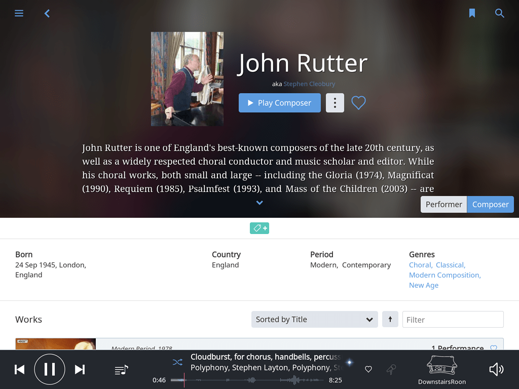 Incorrect artist equivalence: John Rutter is not aka Stephen Cleobury ...