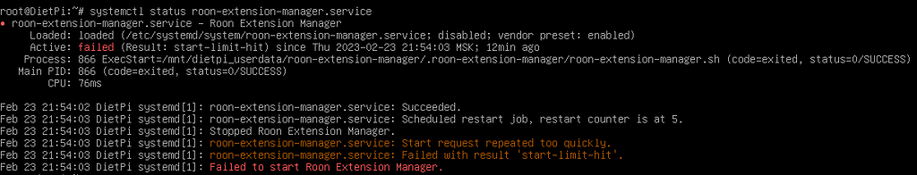 Extension manager does not work on DietPi 8.14.2 - DietPi - Roon Labs ...