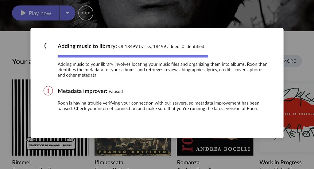 “Metadata improver: paused” - Support - Roon Labs Community