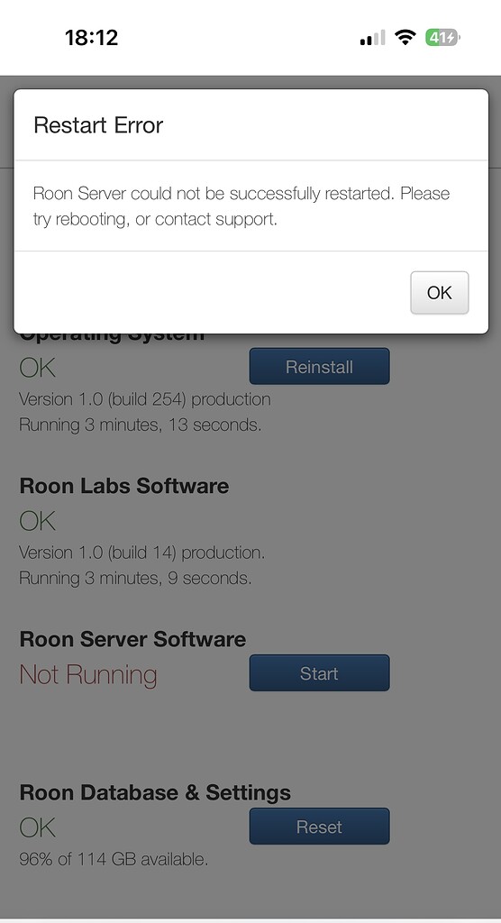 Nucleus: Roon Server can‘t be restarted - Nucleus Support - Roon Labs Community