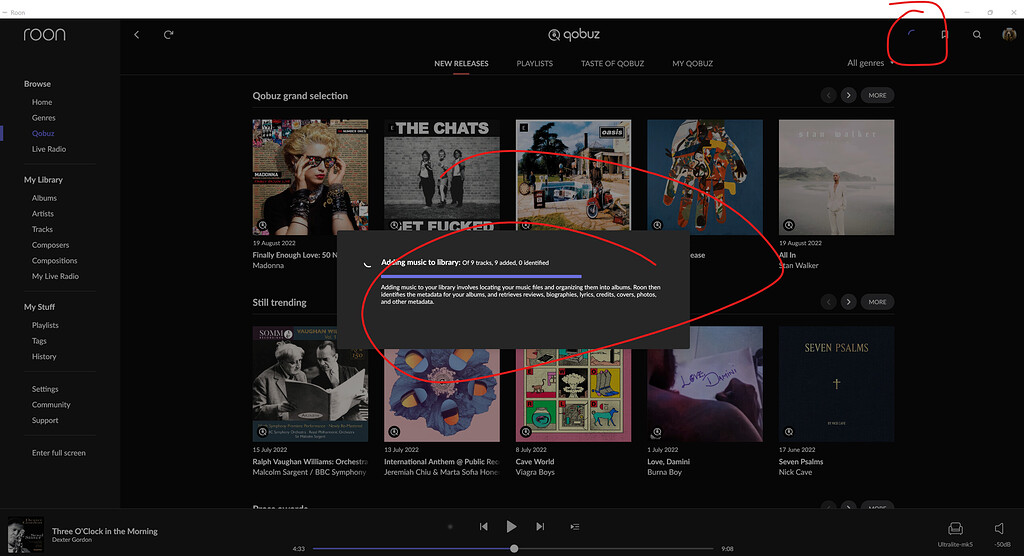 Library - Adding Music spinner constantly spinning doing nothing ...