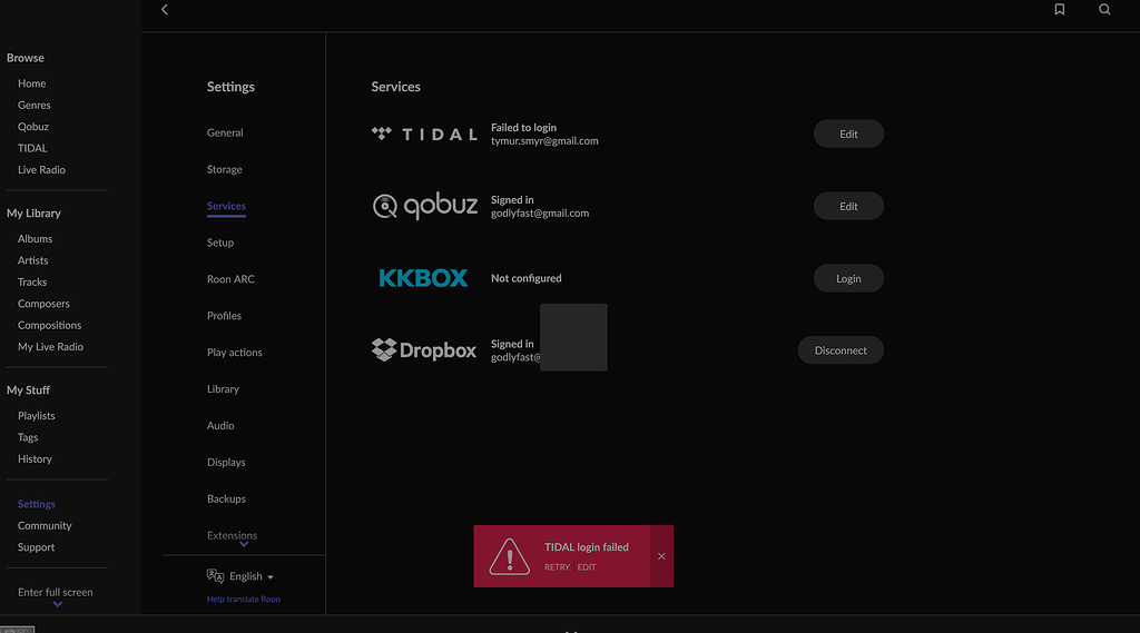 Tidal Login not working, roon server linux - Support - Roon Labs Community