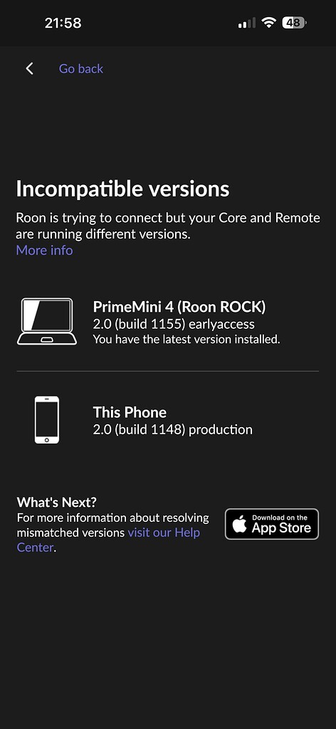 Incompatible versions - Core is earlyaccess, remotes not, suddenly can ...