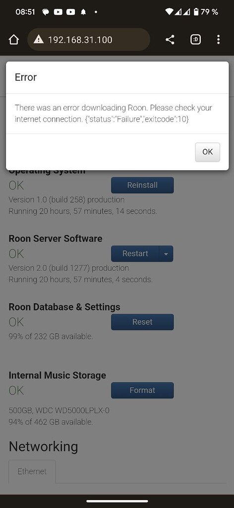 Can't use Roon due to update 2.0 failing (1277) - Support - Roon Labs Community