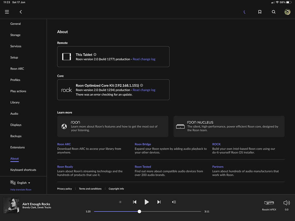 Roon ROCK restored - but failed to update to newest build? - Support ...
