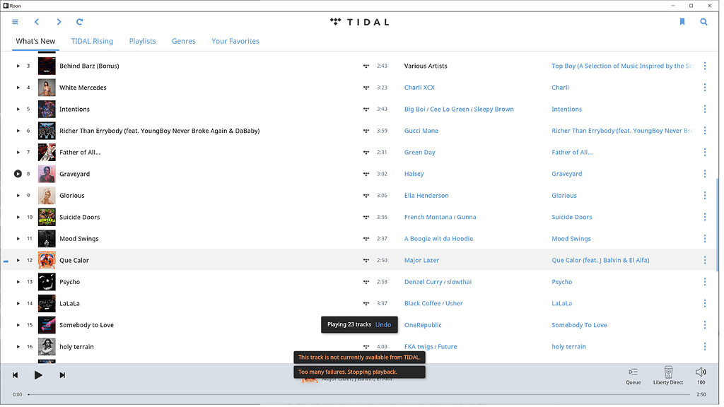 Roon Synology DS3617xs - “This track is not currently available from TIDAL”, “Too many failures ...