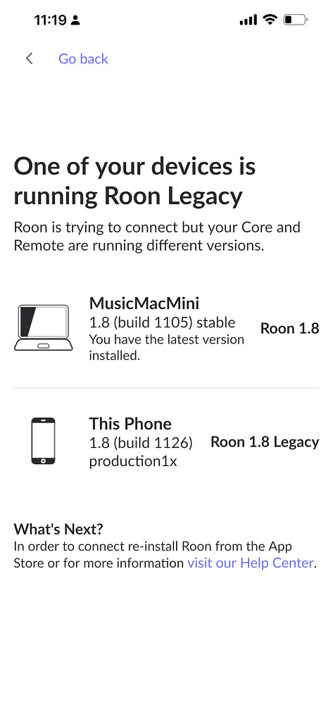 Roon 1.8 iOS not working with Core 1.8 - Support - Roon Labs Community