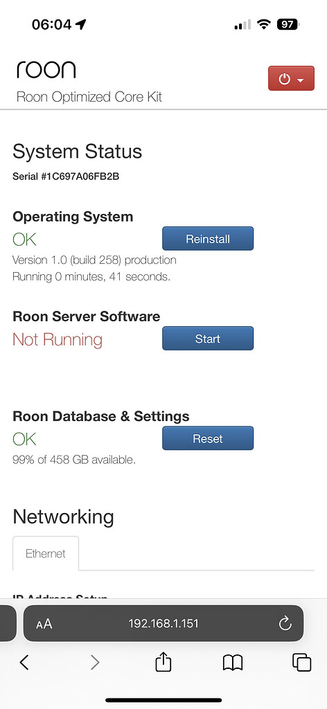 Roon Server Software Not Running after attempting to update to latest ...