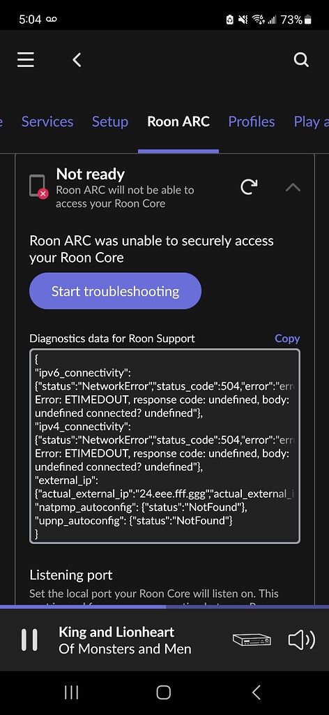 Roon ARC not able to securely access Roon Core - Support - Roon Labs Community