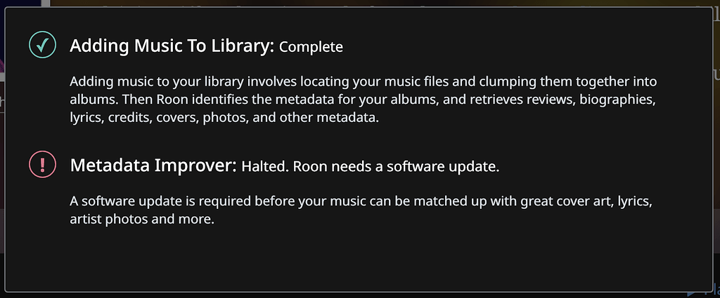 Metadata Improver error message - Support - Roon Labs Community