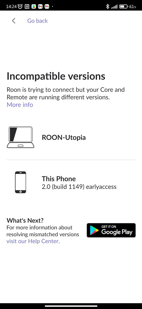 Incompatible versions (my case) - Support - Roon Labs Community