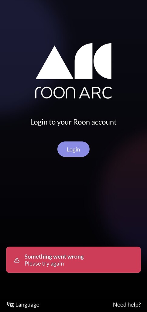 ARC login "something went wrong" - Support - Roon Labs Community