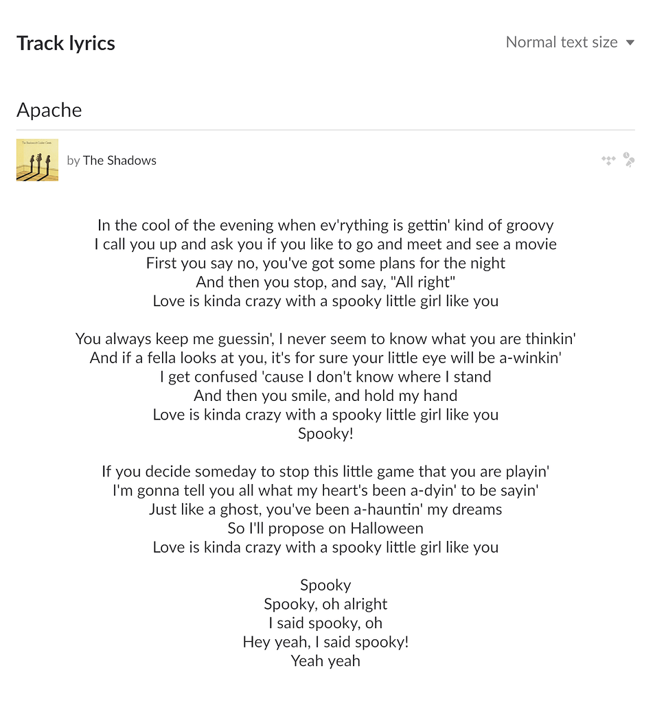 Lyrics appear but the track is only ever instrumental - Metadata - Roon ...