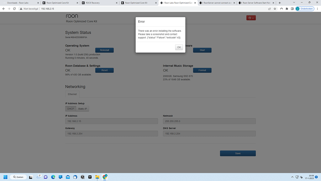 Roon Rock not accesible - Support - Roon Labs Community