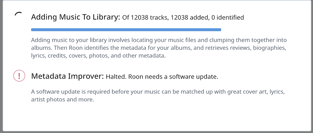 "Metadata Improver: Halted. Roon needs a software update" - Metadata - Roon Labs Community
