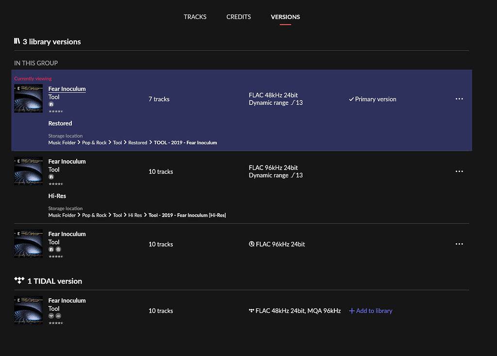 Lyrics displayed or not in different versions of the same album - Metadata - Roon Labs Community