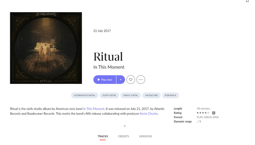 Album Ritual from Band In this Moment has wrong primary artist in ...