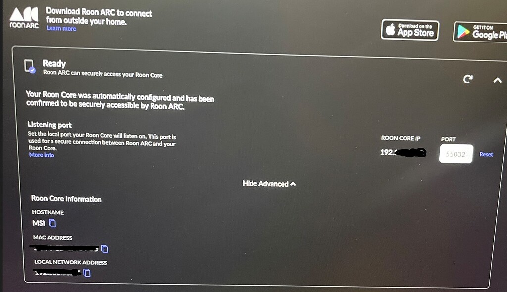 Love Roon Arc, but getting poor connection message unless on WIFI shared with Core - Support ...