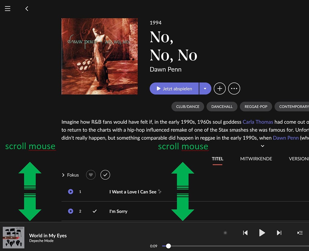 Windows: Unable to scroll at the edge of "Playlists" with mouse wheel - Feature Suggestions ...