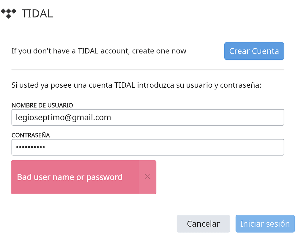 Problems login Tidal - Support - Roon Labs Community