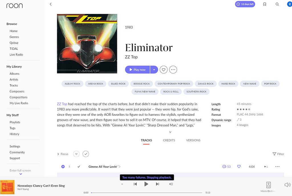 Too many failures stopping playback.. Qobuz - Support - Roon Labs Community