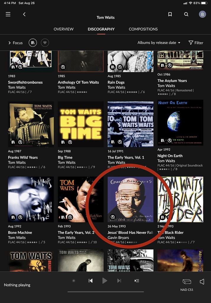 Metadata Tom Waits - Metadata - Roon Labs Community