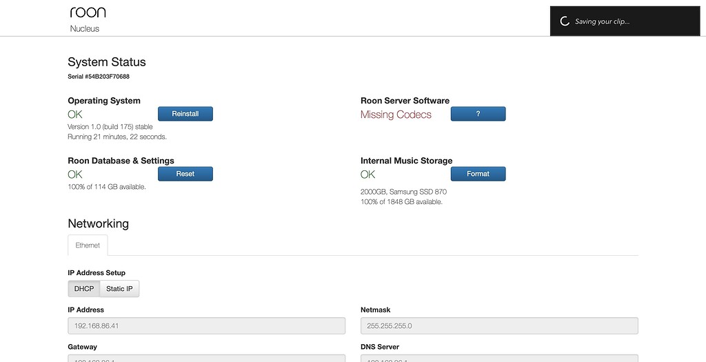 Roon Nucleus not updating OS and Missing Codecs for Server - Nucleus Support - Roon Labs Community
