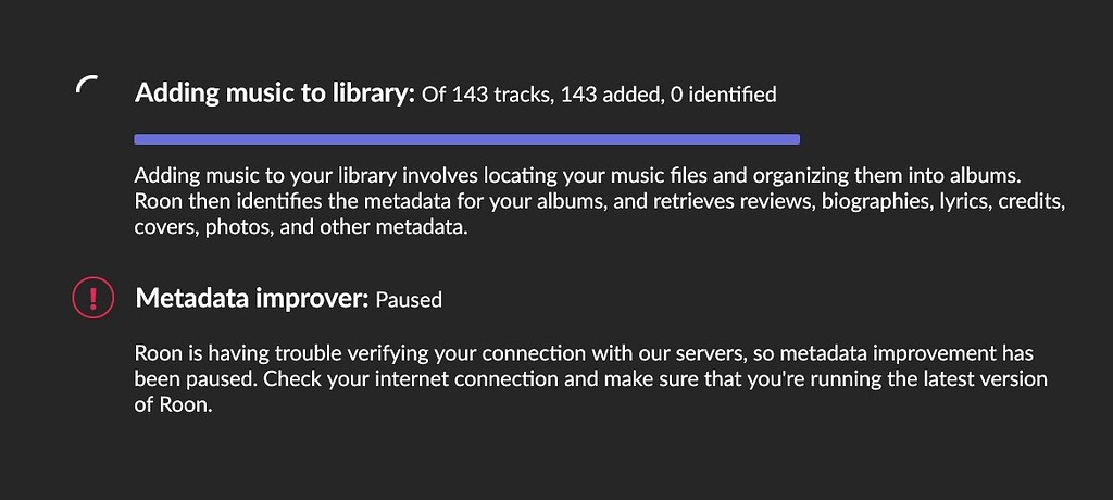 Roon on Synology NAS - Status of library is stuck as adding music to ... Roon on Synology NAS - Status of library is stuck as adding music to ...