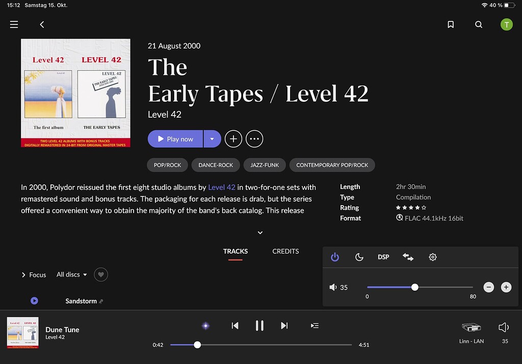 Linn Selekt DSM - Different volume level shown between LAN and USB - Roon Software Discussion ...