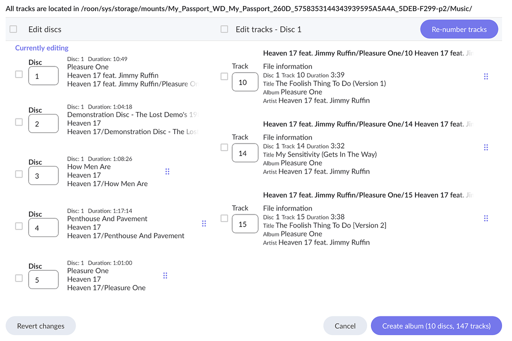 Merging 10 disc set--can't reorder discs with long titles - Support - Roon Labs Community
