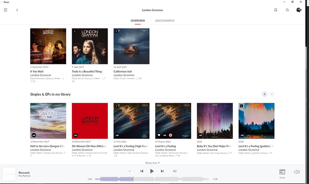 Different listing for an Artist on different Roon Remote platforms ...