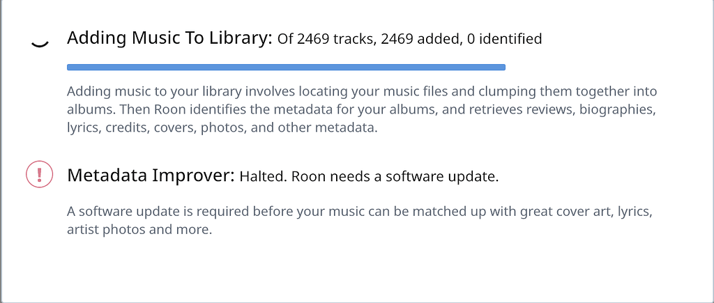 Roon perpetual state of adding music to library - Support - Roon Labs Community