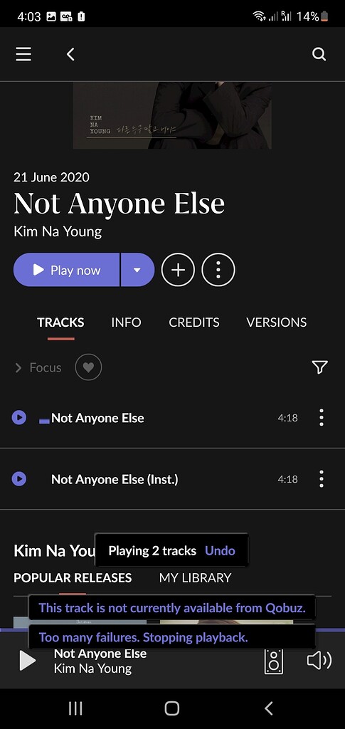 Consistent issues with Roon, now not playing Tidal/Qobuz song - Support ...