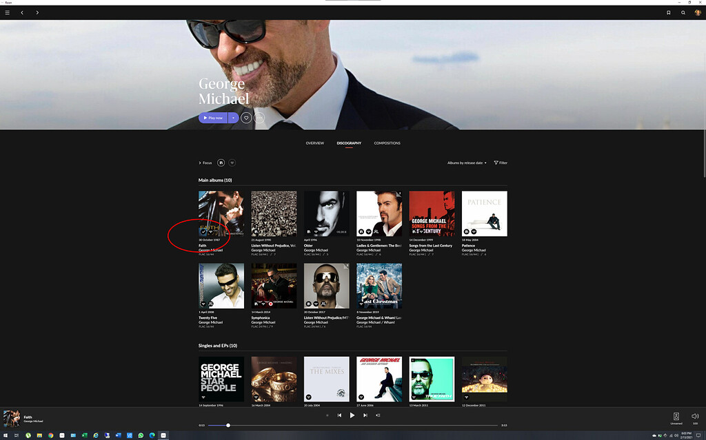 Discography / Overview / Different behavior on different pages ...