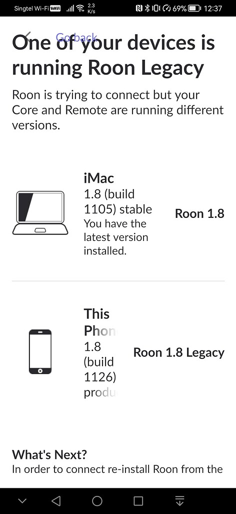 Roon 2.0 broke my remote. Roon Legacy 1.8 not connecting to Mac Roon Core 1.8 - Roon Labs Community