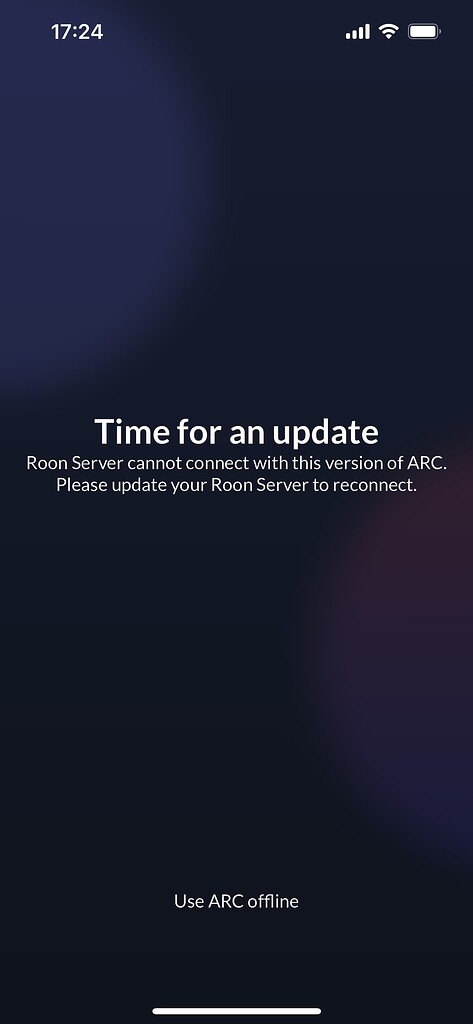 ARC app sayd "time for an update" of server, but server says "latest ...