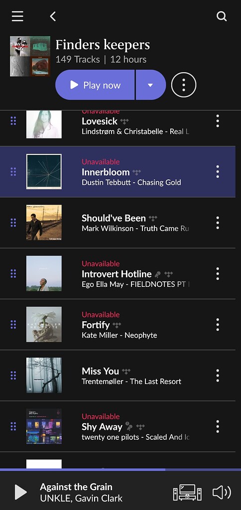 Available tracks become marked as unavailable and are being skipped - TIDAL - Roon Labs Community
