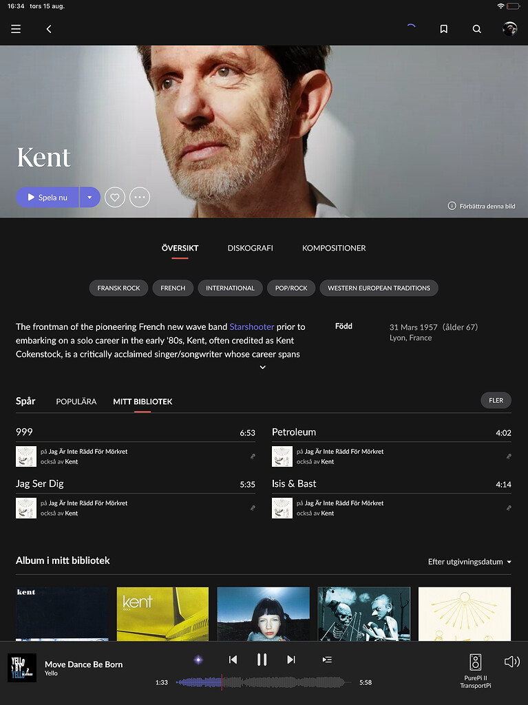 Swedish band Kent associated with some french guy - Metadata - Roon Labs Community