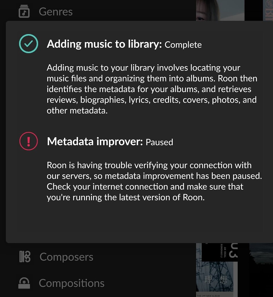 How to fix metadata improver: paused - Support - Roon Labs Community