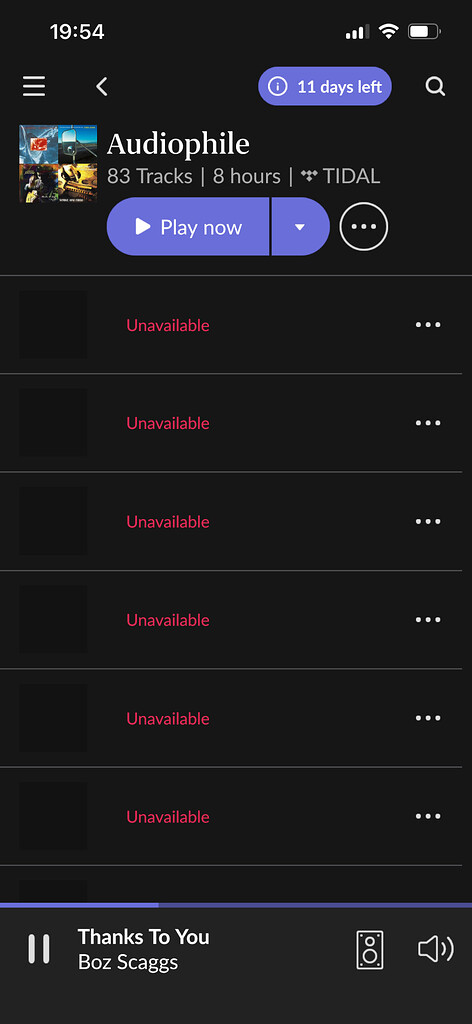 Missing album info on playlist Tidal - Support - Roon Labs Community