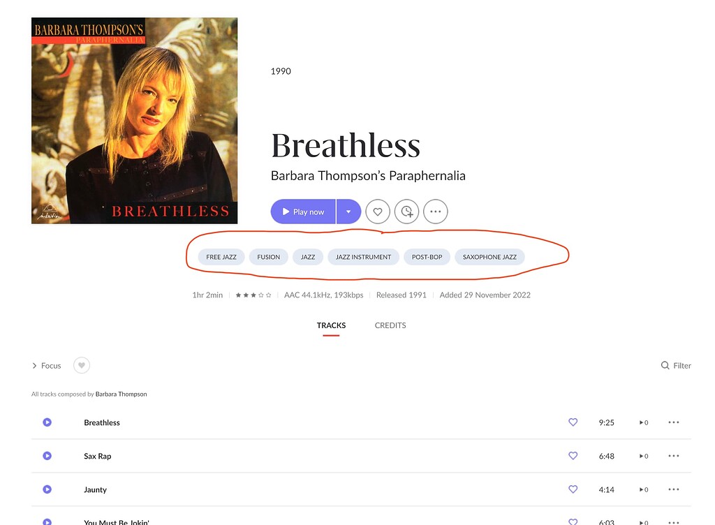 Why is Barbara Thompson listed as a classical artist when my album of ...