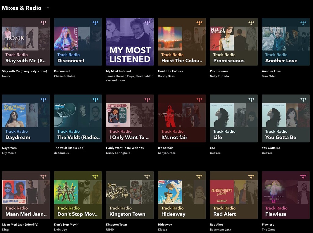 Tidal - Mixes & Radio Intergration - Feature Suggestions - Roon Labs Community