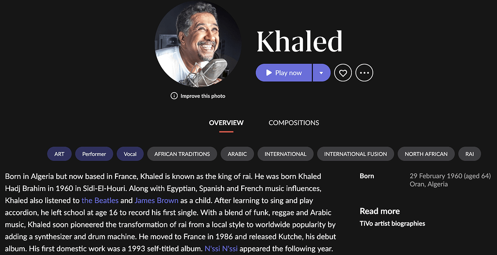 Doubled Cheb Khaled - Metadata - Roon Labs Community