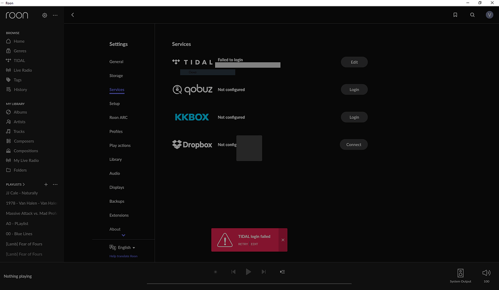 Can't login Tidal from Roon - TIDAL - Roon Labs Community