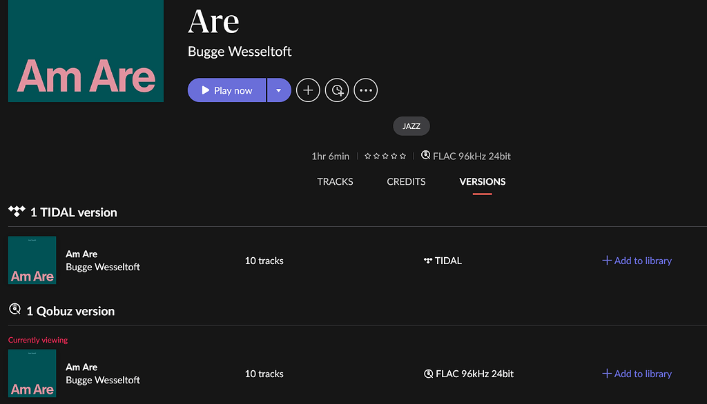 Tidal albums without any bit depth information? - Roon Software Discussion - Roon Labs Community
