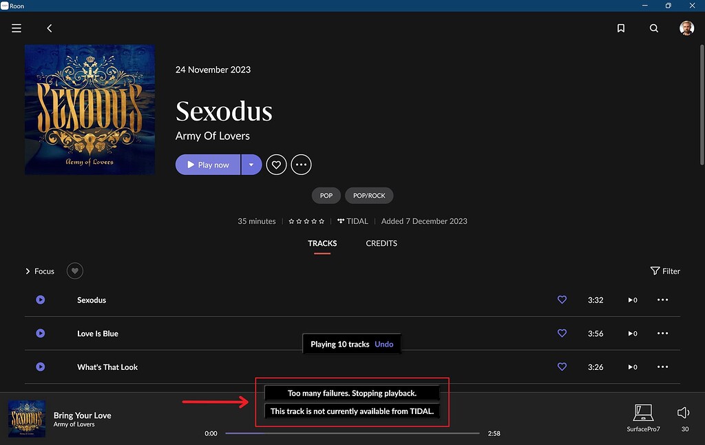 Not able to play the new album Sexodus by Army of Lovers using ROON - Support - Roon Labs Community