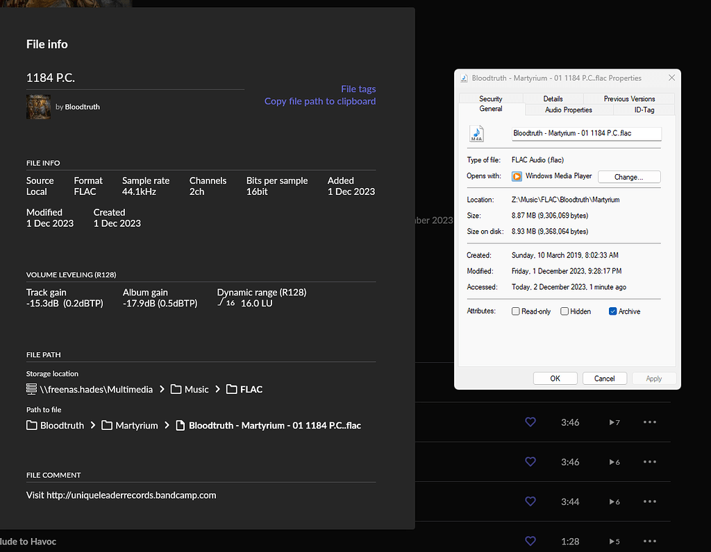 Roon configured with "Import date defaults to: File creation time", but uses file modification ...