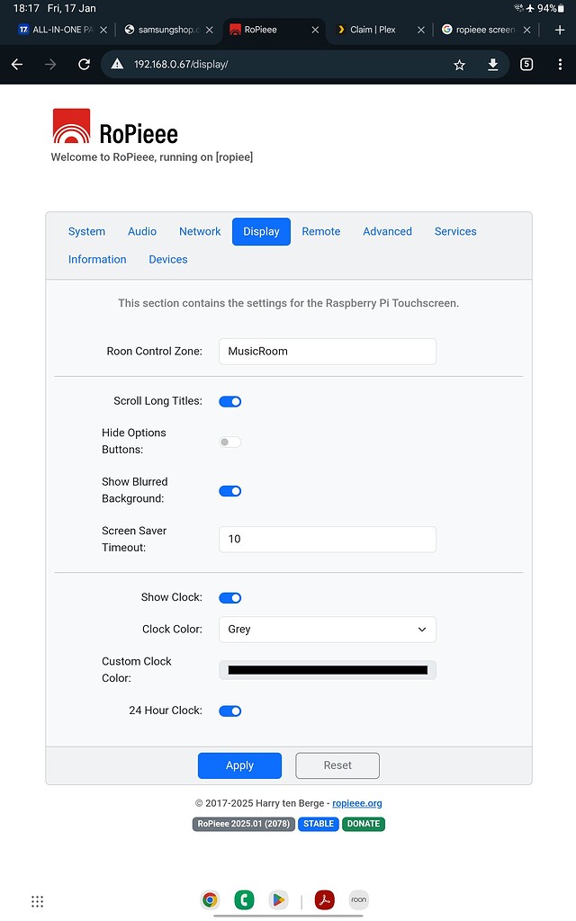 New install of ropieee rpi5 with official 7" touch screen - RoPieee ...