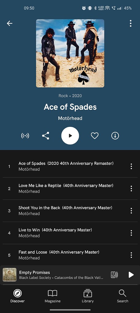 Missing album Motörhead - Metadata - Roon Labs Community