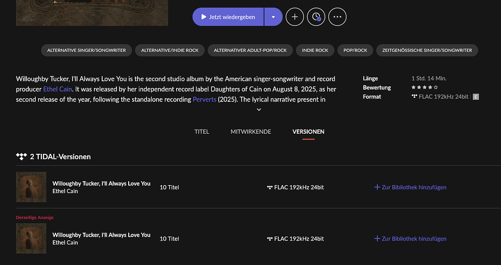 New Tidal releases not updating in Roon and duplicate album issue (ref#NAF20C) - Support - Roon ...